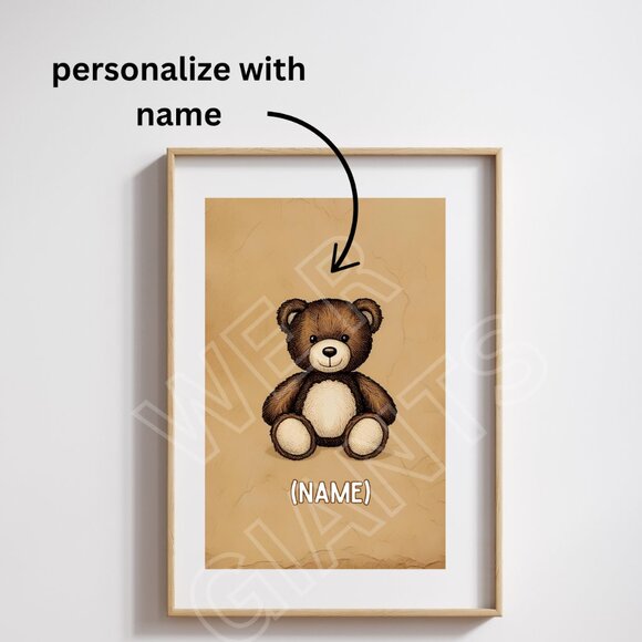 Art | Custom Room Teddy Bear Art Print 11x17 Nursery Art Kids Room ...